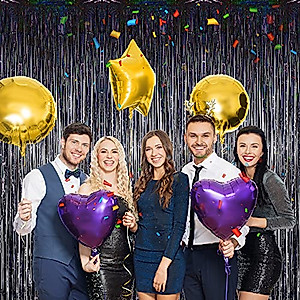 3 Pack Fringe Curtains Party Decorations,Tinsel Backdrop Curtains for Parties,Photo Booth Wedding Graduations Birthday Christmas Event Party Supplies (Black)