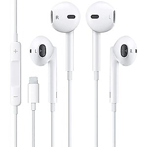 2 Pack Earbuds Headphones Wired Earphones with Microphone and Volume Control, Compatible with iPhone 14/13/12 Pro Max/Xs Max/XR/X/8/7 Plus