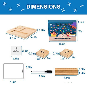 SSol & Sam Educational Math Toys - STEM Counting Toys with Math Flash Cards, Wooden Number Blocks and Boards - Montessori Toys Kindergarten Preschool Kids Ages 4+