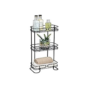 iDesign Steel Bathroom Caddy Organizer with Three Wire Basket Shelves, The Neo Collection - 6.3" x 9.8" x 26.1", Matte Black