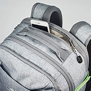 High Sierra Takeover Kids/Adults Backpack with Laptop Pocket, Drop Protection Pocket, Tablet Sleeve, and 360 Reflectivity, Silver/Neon Mint