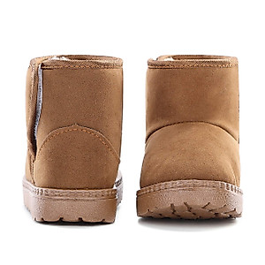 KDHAO Girls Boys Warm Winter Boots Kids Outdoor Snow Boots(5.5 M US Toddler, Brown(New))