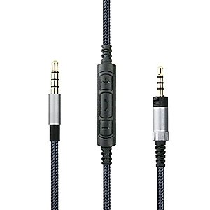NewFantasia Headphone Cord Audio Cable with Lock Connector for Sennheiser Momentum, Momentum 2.0, Momentum 3, HD1 Headphone, Remote Volume Control Mic for Samsung Galaxy Huawei Android Phone