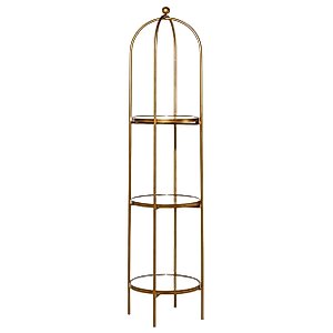 Deco 79 Metal 3 Shelf Shelving Unit with Mirror Shelves, 18" x 18" x 73", Gold