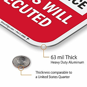 SmartSign 18 x 12 inch “No Trespassing - Property Protected by Video Surveillance, Trespassers Prosecuted” Metal Sign, 63 mil Laminated Rustproof Aluminum, Red, Black and White