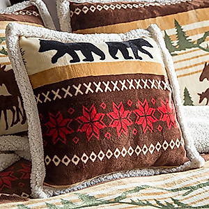 Carstens, Inc Hinterland Sherpa Lined, 18 by 18 Inches Decorative Pillow, Multi