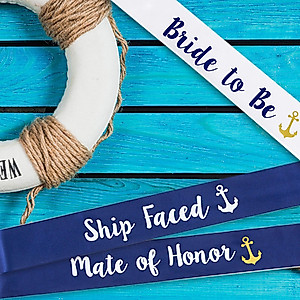 “Last Sail Before The Veil” Bachelorette Sashes | 12 Pack | 1 Bride to be Sash and 11 Bride Tribe Sashes with Fun Nautical Phrases