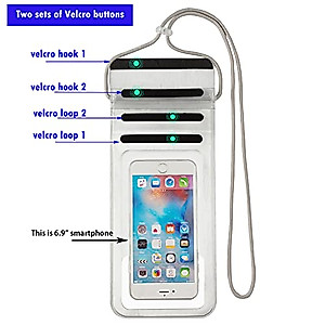 Baitoo Waterproof Phone Pouch,IPX8 Waterproof Phone Case Bag Holder Dry Pouch for iphone 13 Pro Max/13 Pro/13/12/12 Pro Max/11/11 Pro Max/Xs Max/XR to 7" for Kayaking Swimming Beach(Silver)