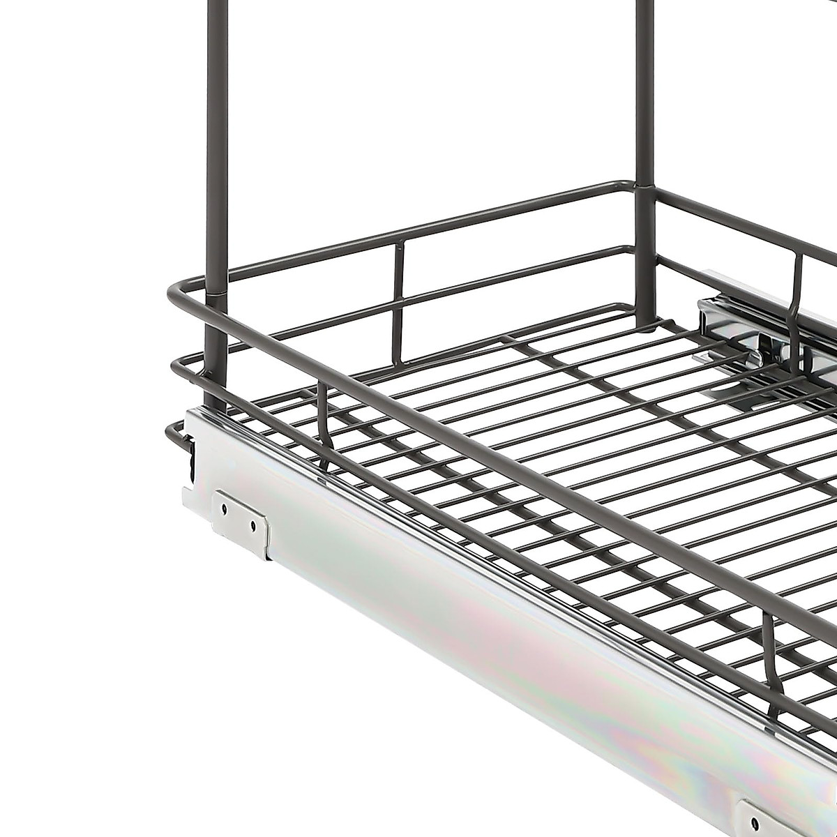 PIOJNYEN Pull Out Cabinet Organizer, 2-Tier Cabinet Pull Out Shelves, Kitchen Cabinet Organizer for Storing Kitchen Utensils Such As Dinner Plates, Bowls, Spices, Baking Supplies (10.5" W X 21.5" D)