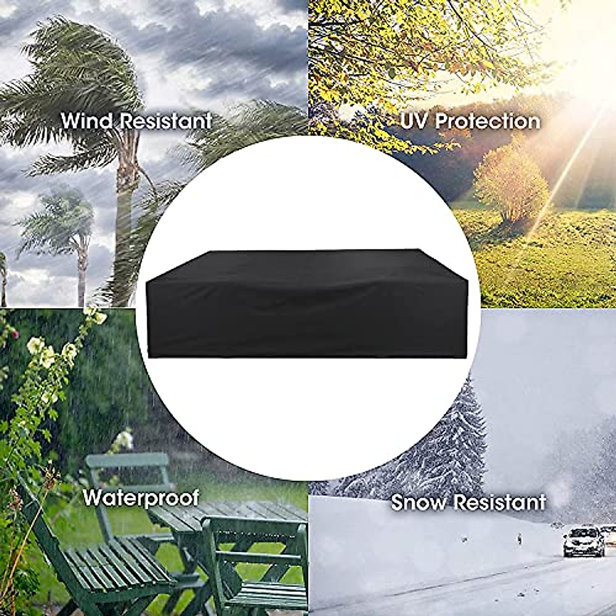 AKEfit Black Patio Furniture Covers 500D Outdoor Furniture Covers Waterproof Heavy Duty Tear-Resistant Garden Furniture Covers for Extra Large Fits for 12 Seats L126 x W63 x H28