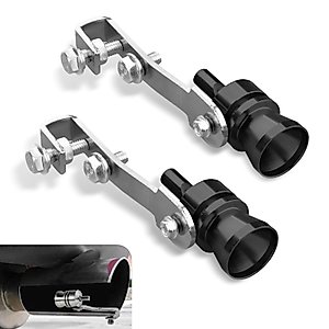 ZKFAR 2 PCS Car Tips Bleed Valve Roar Maker Tail Pipe Whistle, Aluminum Alloy Wave Imitation Anechoic Booster, Sound Exhaust Simulator Turbo Whistle Pipe Sound Muffler, for Most Cars (Black)