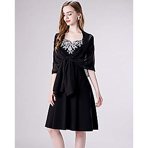 olyrjie Soft Chiffon Scarfs Shawls and Wraps for Evening Dresses Wedding Shawl Wraps Bridal Scarve for Women Black,one size