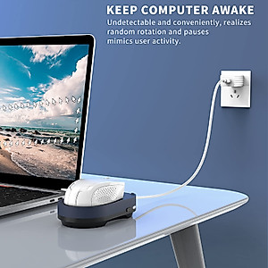 Ergopollo Mouse Jiggler, Undetectable Mouse Mover Device Wiggler Shaker with Drive Free USB Cable and 5V1A Adapter, Moves Mouse Automatically, Keep PC Screen Active, Blue