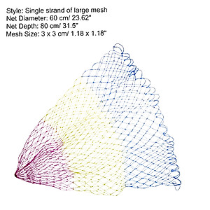 PATIKIL Fishing Net Replacement, Dia.23.6" Nylon Landing Net Replacement Mesh for Freshwater Saltwater Fishing, Multicolor