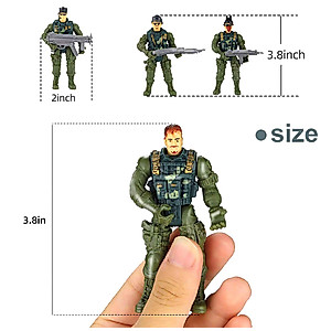 Lynkaye 6 Pcs Soldier Action Figure Toy Army Men with Weapon Accessories/SWAT Team Figure Military Playset for Boys Girls, Great Gift as Christmas, Birthday (6 Modern Soldier)