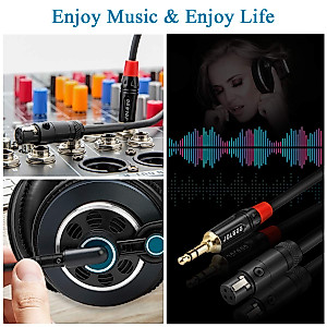 JOLGOO 3.5mm Stereo Audio Plug to Mini XLR Female Cable, 1/8" TRS Plug to 3-pin Mini XLR Female Headphones Audio Cable, 6.6 Feet