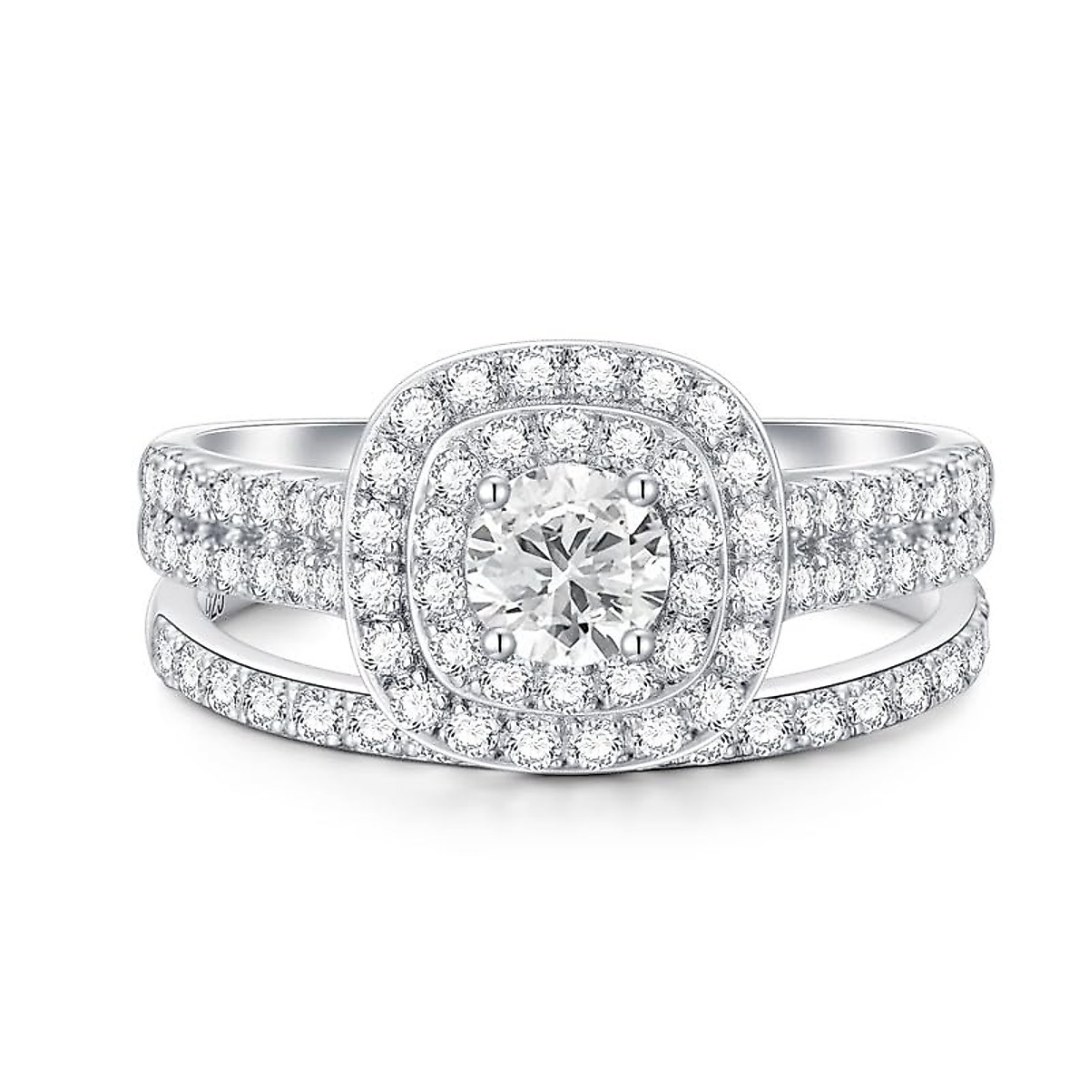 Molioaki 1-1/2 Carat (ctw) moissanite engagement rings for women Platinum Plated Silver ring moissanite rings -9-