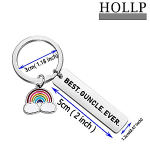 HOLLP LGBT Gay Pride Jewelry LGBT Relationship Keychain Best Guncle Ever Keychain Rainbow Pride Gift for Men Women (Keychain)