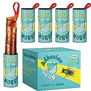 24 Rolls Fly Strips - Fly Tapes Fly Paper Sticky Fly Trap Indoor/Outdoor Hanging,Fly Catcher Fly Ribbon Fungus Gnat Trap Fruit Fly Killer for House/Kitchen/Plants/Horse Stable (24Rolls)