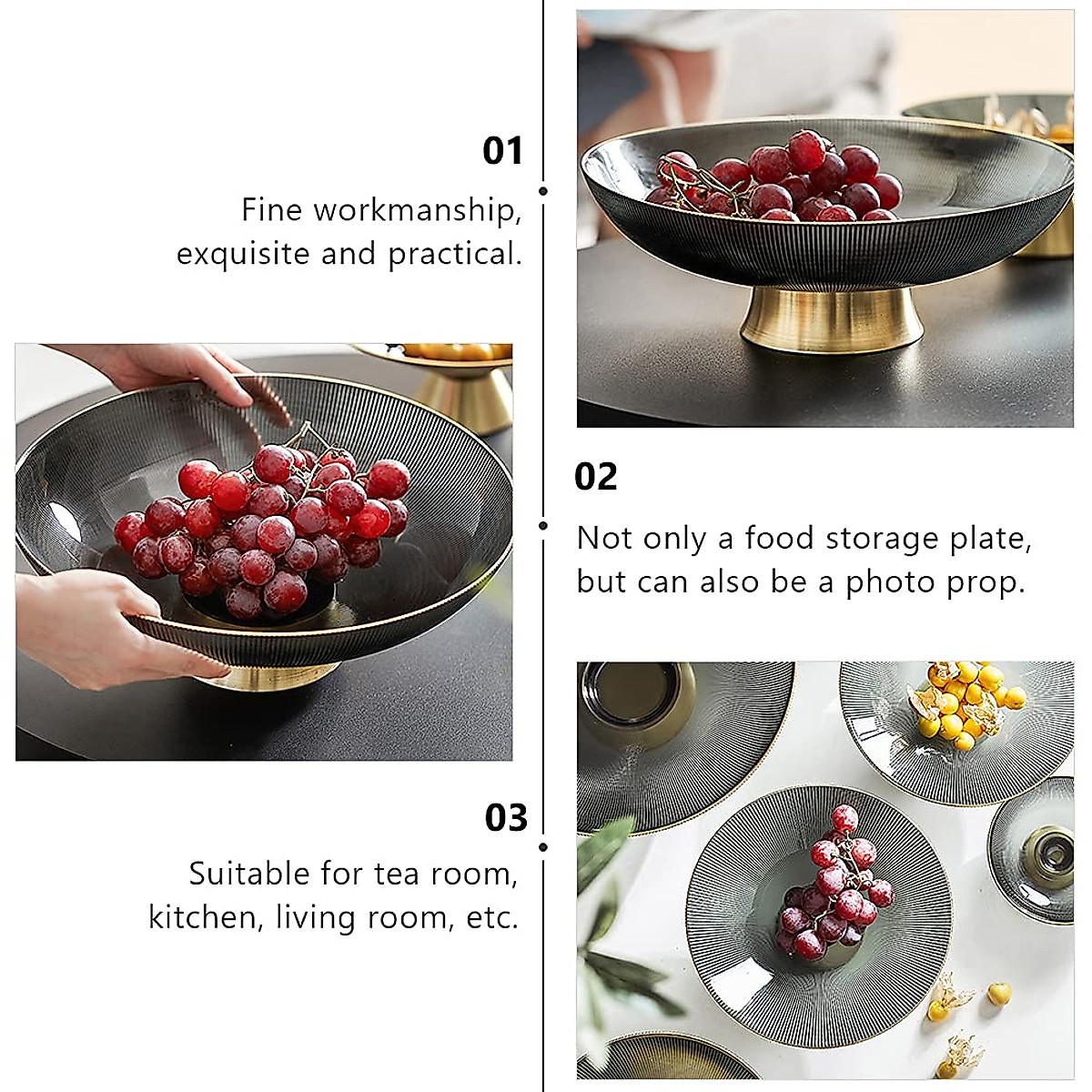 PartyKindom Tall Glass Fruit Tray Coffee Table Desktop Storage Bowl Household Food Container for Home/Wall/Room Decor