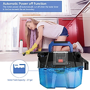 COSTWAY Wet Dry Vacuum Cleaner, 4 Peak HP 2.7 Gallon CRA Vacuum with Blower, Attachement, Rechargeable Battery, Portable Shop Vacuum Cleaner for Workshop, Car, Garage, Home (Blue)