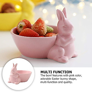 DOITOOL Easter Bunny Candy Dish Ceramic Easter Candy Bowl Snack Serving Bowl Fruit Salad Dessert Bowl Easter Bunny Home Decoration (Random Color)