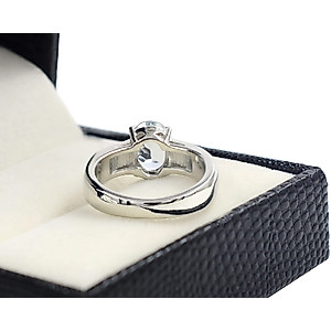 9X7 MM Natural Deep Color Aquamarine Gemstone 925 Sterling Silver March Birthstone Solitaire Unisex Promise Ring For Engagement (Rhodium Plated Silver, 6.5)