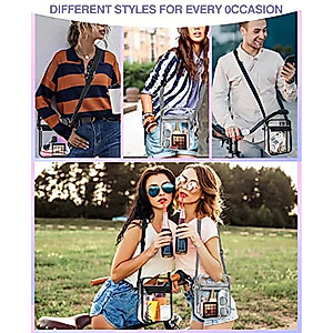 Clear Messenger Bag Stadium Approved,Clear Purse,Clear Crossbody Shoulder Bag with Adjustable Strap for Concerts, Sports Events Clear Bag(gray)