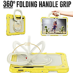 Tablet PC Case Kids Colour Heavy Duty Shockproof TPU Case Compatible with Samsung Galaxy Tab S7 11 inch T870/T875 (2020)/Tab S8 X700/X706（2022）Case,360 Degree Rotating Handle Stand Bracket W Screen Pr