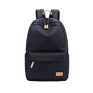 Joymoze Classical Pure Color Waterproof School Backpack for teenagers Casual Bag Black