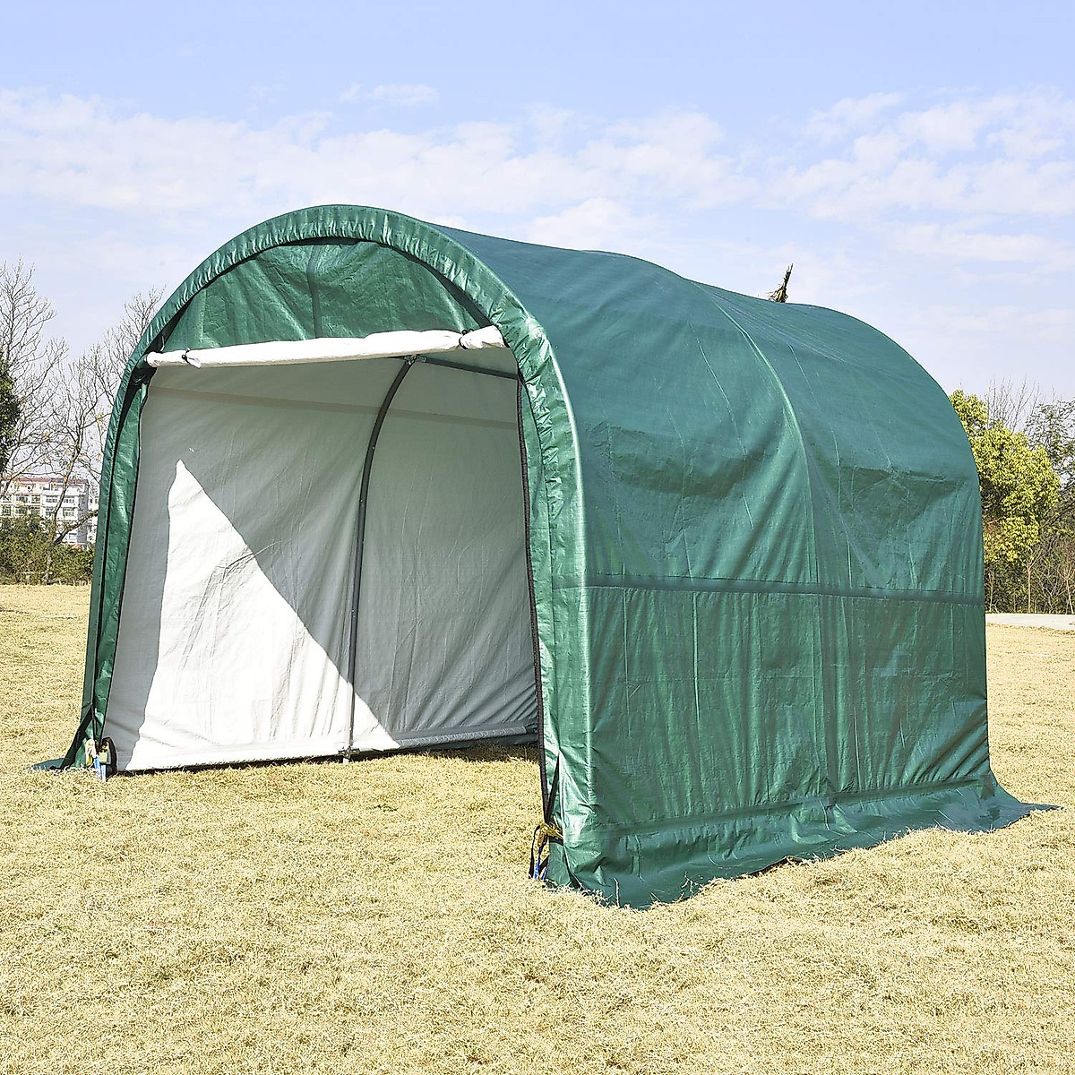 Walnest Large Heavy Duty Carport Car Canopy Portable Garage Boat Shelter Tent for Party, Wedding, Garden Storage Round Top Style 10 x 8 ft Green