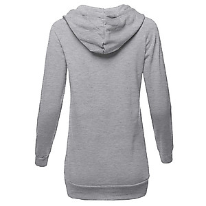 Awesome21 Casual Raglan Long Sleeve Pocket Long-Line Hoodie Heather Gray S
