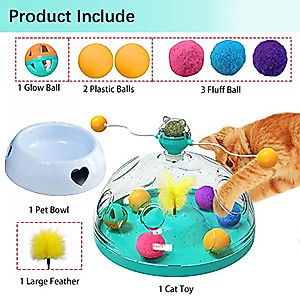 asdtrpoi Cat Toys for Indoor Cats Interactive Cat Toy Puzzles Smart stimulating Mental Stimulation Brain Games Teaser Catnip Ball Track Balls with Feather and Pet Bowl