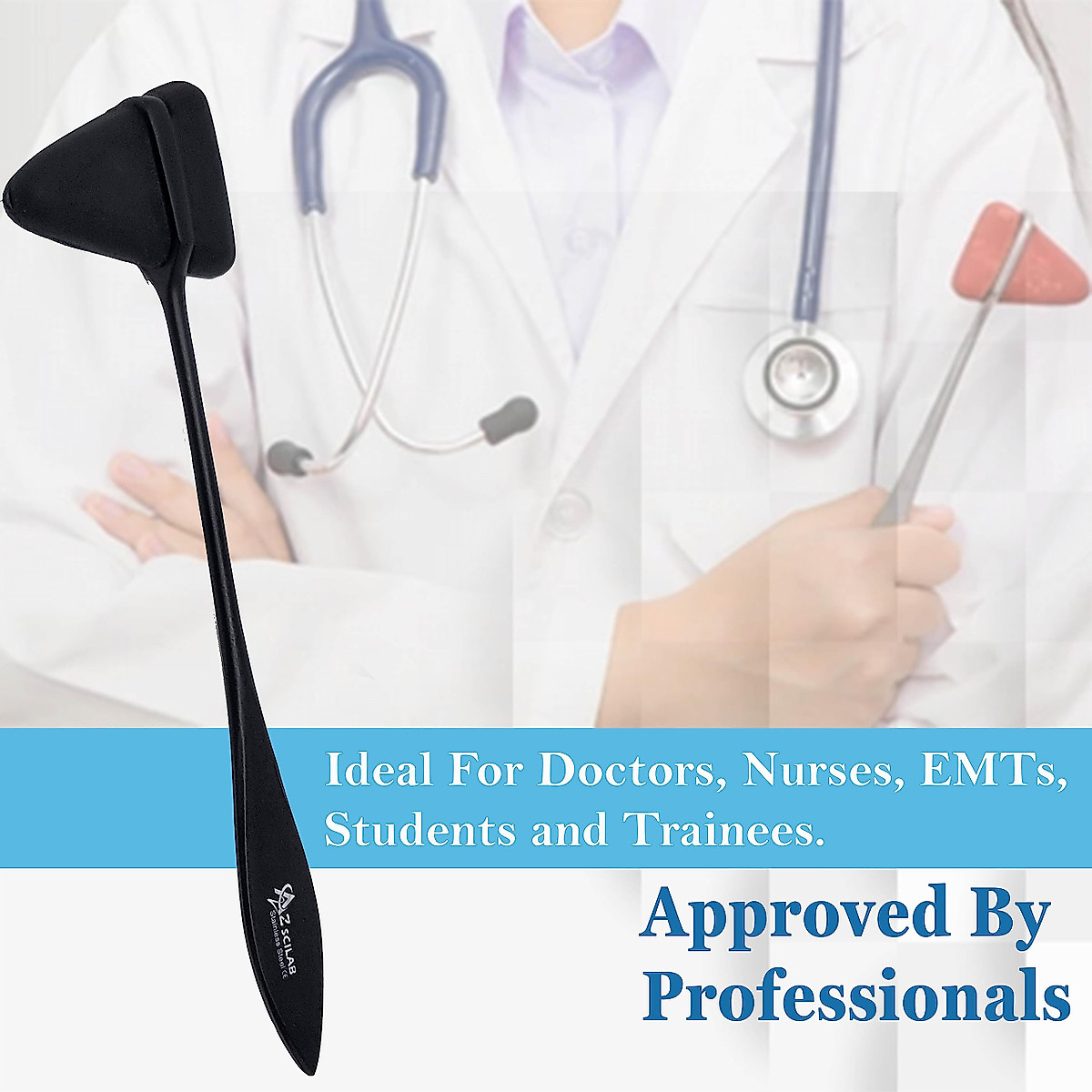 Heavy Duty Reusable Penlight + All Black Tactical Percussion Taylor Hammer (A2ZSCILAB) (Pink Penlight + Hammer)