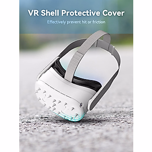 CNBEYOUNG VR Shell and Lens Cover for Quest 2, Front Protective Face Cover Protects Cameras and All Ports, Anti Scratch Dust Shock with Heat Dispersion Design
