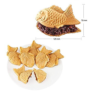 ALDKitchen Taiyaki Maker | Fish-Shaped Waffle Iron | Nonstick (6 Pcs (Closed-Mouth Fish))