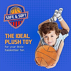 Plush Basketball | Fluffy Stuffed Basketball Plush Toy | Soft Stuffed Basketball Plush | Basketball Plush Toys | Gift for Toddler Boys | 8” Diameter