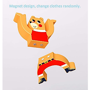 BESTING Balancing Stacking Blocks Little Bear Parent-Child Children's Educational Balance Wooden Stacking Acrobatic Troupe Interlock Decompression Preschool Toys Balancing Games (HJ008)