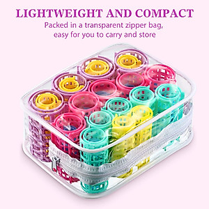 30 Pieces Plastic Hair Rollers - Self-Grip Curlers in 5 Sizes, No Heat Required for DIY Hair Styling and Salon Use