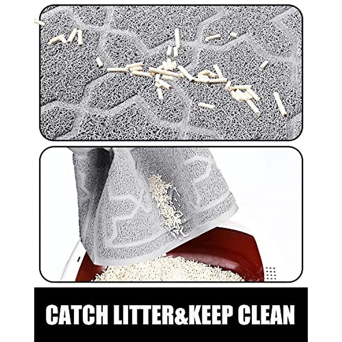 Yimobra Cat Litter Mat, 24"x20" Litter Box Mat with Litter Lock Mesh, Soft Durable Cat Litter Mat Litter Trapping Mat, Easy to Clean, Non-Slip, Water Resistant, Litter Free Floors, Grey