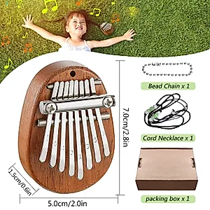 Mini Kalimba 8 Keys Thumb Portable Piano Portable Marimba Musical Thumb Piano with Lanyard, Valentines Gift for Kids Adults Beginners(Mini Kalimba)