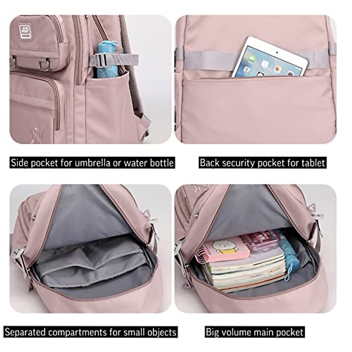 Kawaii Pastel Backpack Back to School Essential Large Capacity Aesthetic Backpack (Orange)