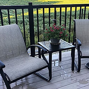 Sophia & William Small Metal End Side Table, Indoor Outdoor Square Bistro Tables, Portable Coffee Table, Rust & Weather Resistant, Black, 18.9"