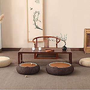 KXDFDC Japanese futon Tatami mat Floor seat Block Home Lazy Tea Room Play mat Round futon Rattan Woven (Color : E, Size : 50 * 17cm)