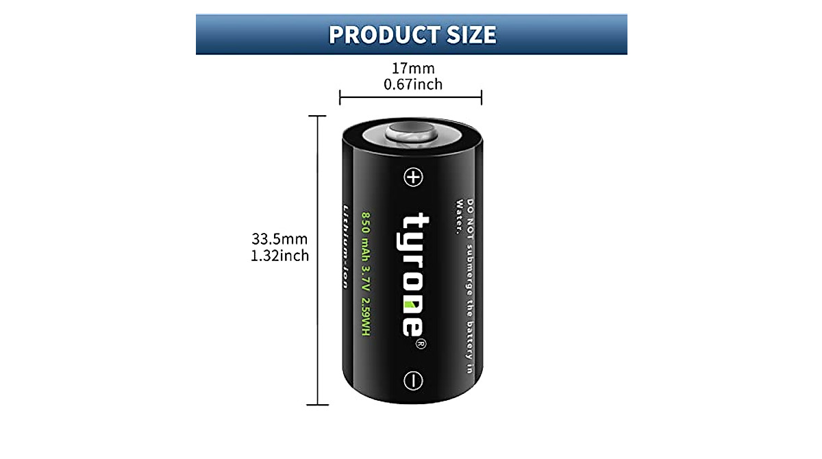 Tyrone Rechargeable CR123 Batteries for Cameras & Devices | Eco ...