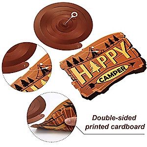 30 Pieces Happy Camper Party Hanging Swirls, Camping Adventure Bears Sign Foil Swirls Ceiling Decorations for Boy Girl Camping Theme Birthday Party Baby Shower Indoor Outdoor Decoration Supplies