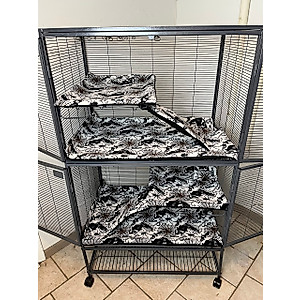 Small Animal Fleece Cage Liners"Spooky Halloween Symbols" Midwest Double Critter/Ferret Nation, Full set 7-pieces