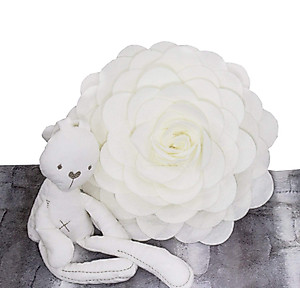 Fennco Styles Eva's Flower Garden Decorative Throw Pillow Cover 16" Round - Ivory Floral Accent Pillow Case for Home, Couch, Bed, Living Room, Holiday and Office Décor