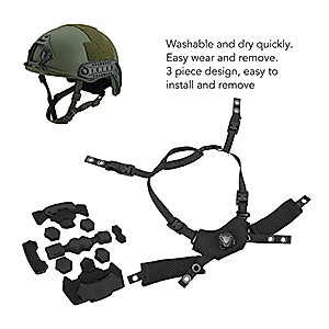 Zerodis Helmet Dial Suspension System Chin Strap, Helmet Padding Kit Easy to Install Sponge Nylon 24 Adjustable Hook and Fasteners for Cycling (Black Sponge)