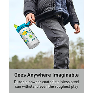 CamelBak Eddy+ Kids 12 oz Bottle, Insulated Stainless Steel with Straw Cap - Leak Proof When Closed,Biking Dogs